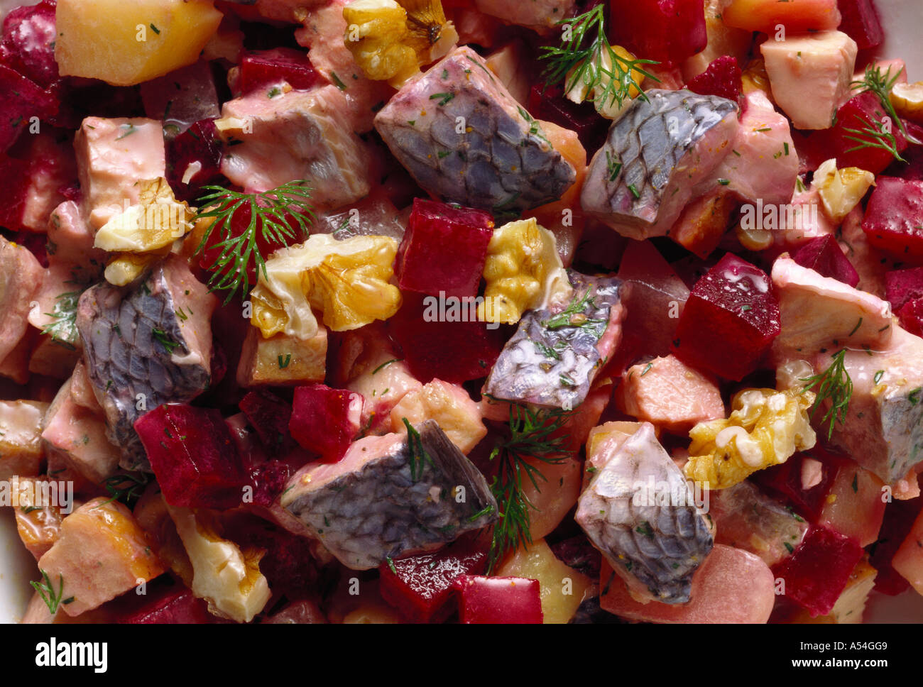 Apples and herrings salad hi-res stock photography and images - Alamy