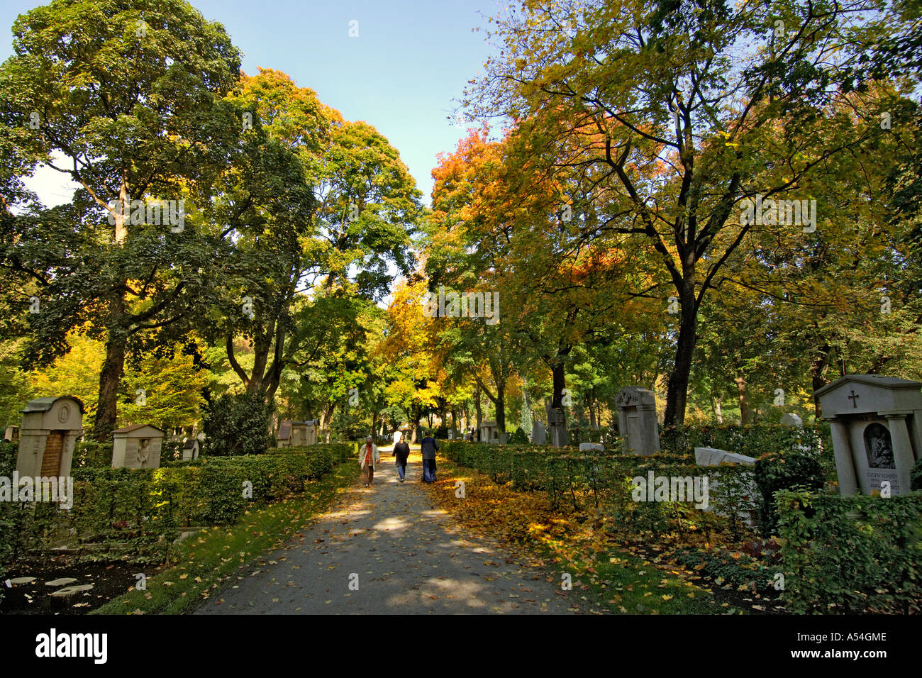 Avenue parkway on the East Cemetery in Munich Bavaria Germany Stock ...