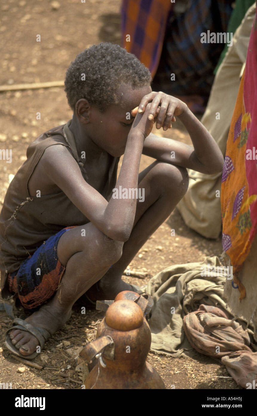 Painet hq1485 ethiopia hungry boy fechatu hararge waiting food ...