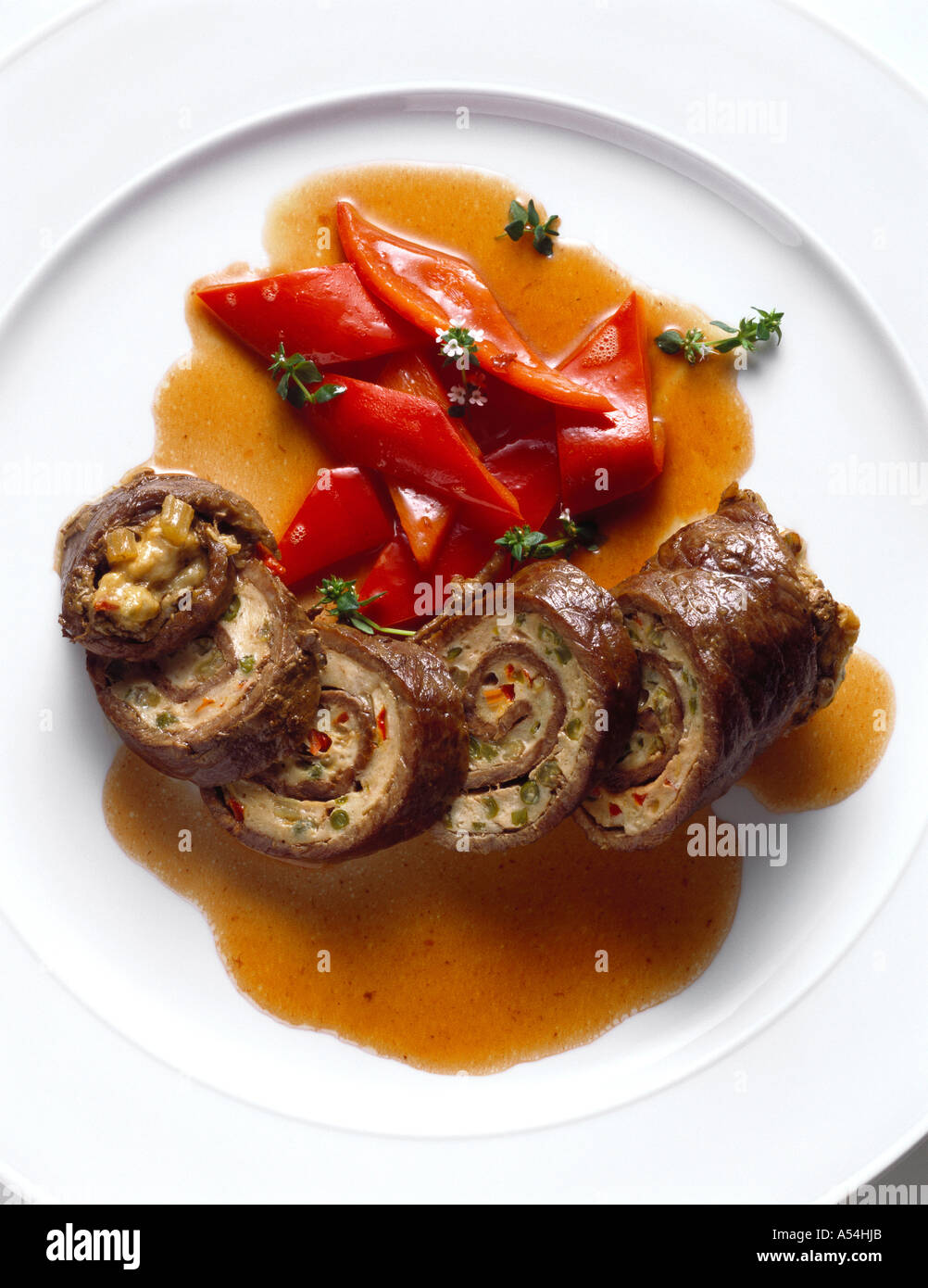 Rolled Slice of Beef Stock Photo - Alamy
