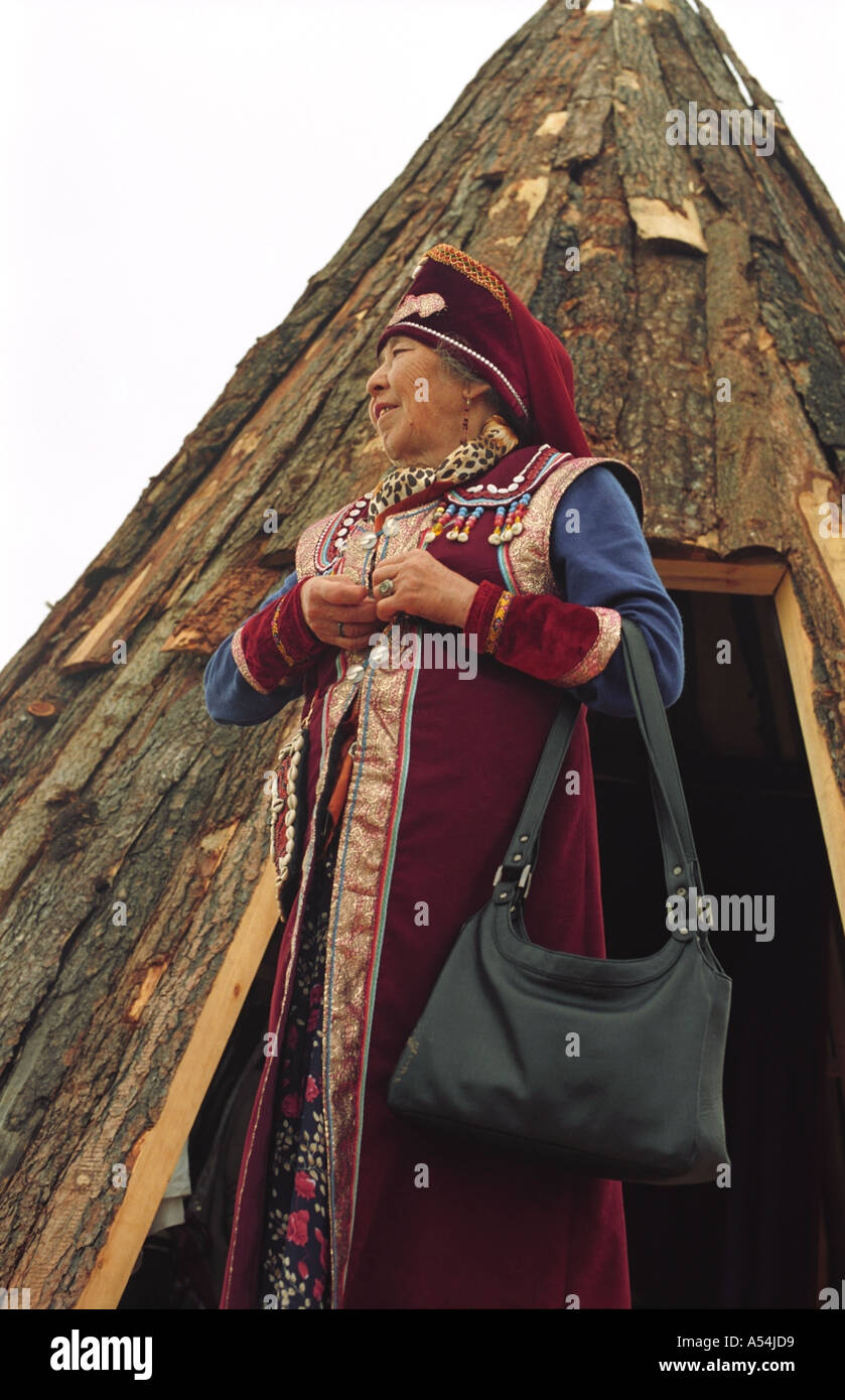Old woman in national altaic hi-res stock photography and images - Alamy