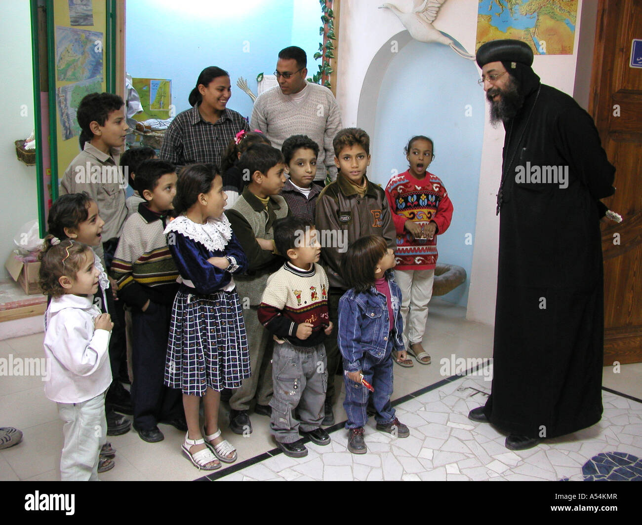 Painet ip1575 8024 egypt bishop tawadros talking children museum ...