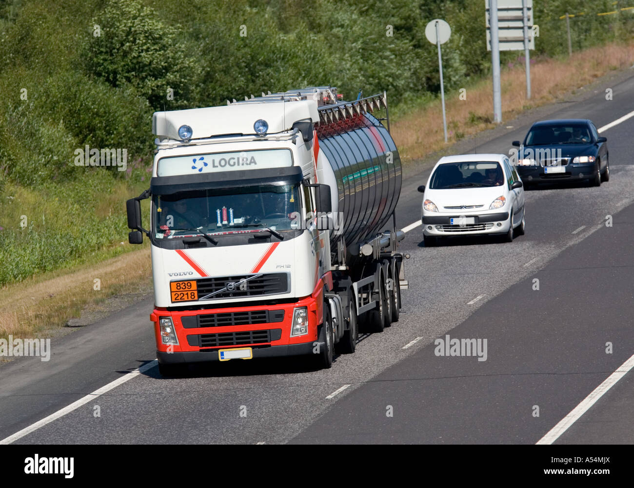 Tanker truck driving on a highway , Finland Stock Photo - Alamy