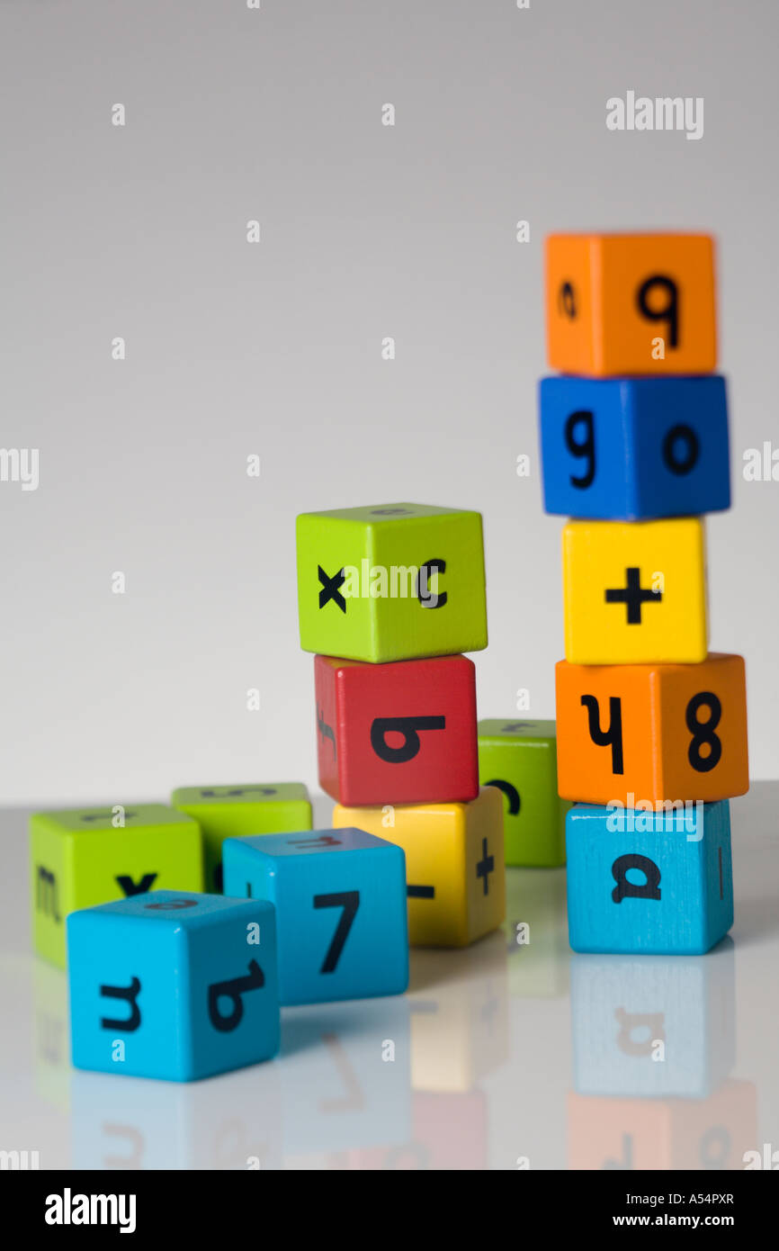 still life image, kids building blocks, Stack standing upright sitting ...