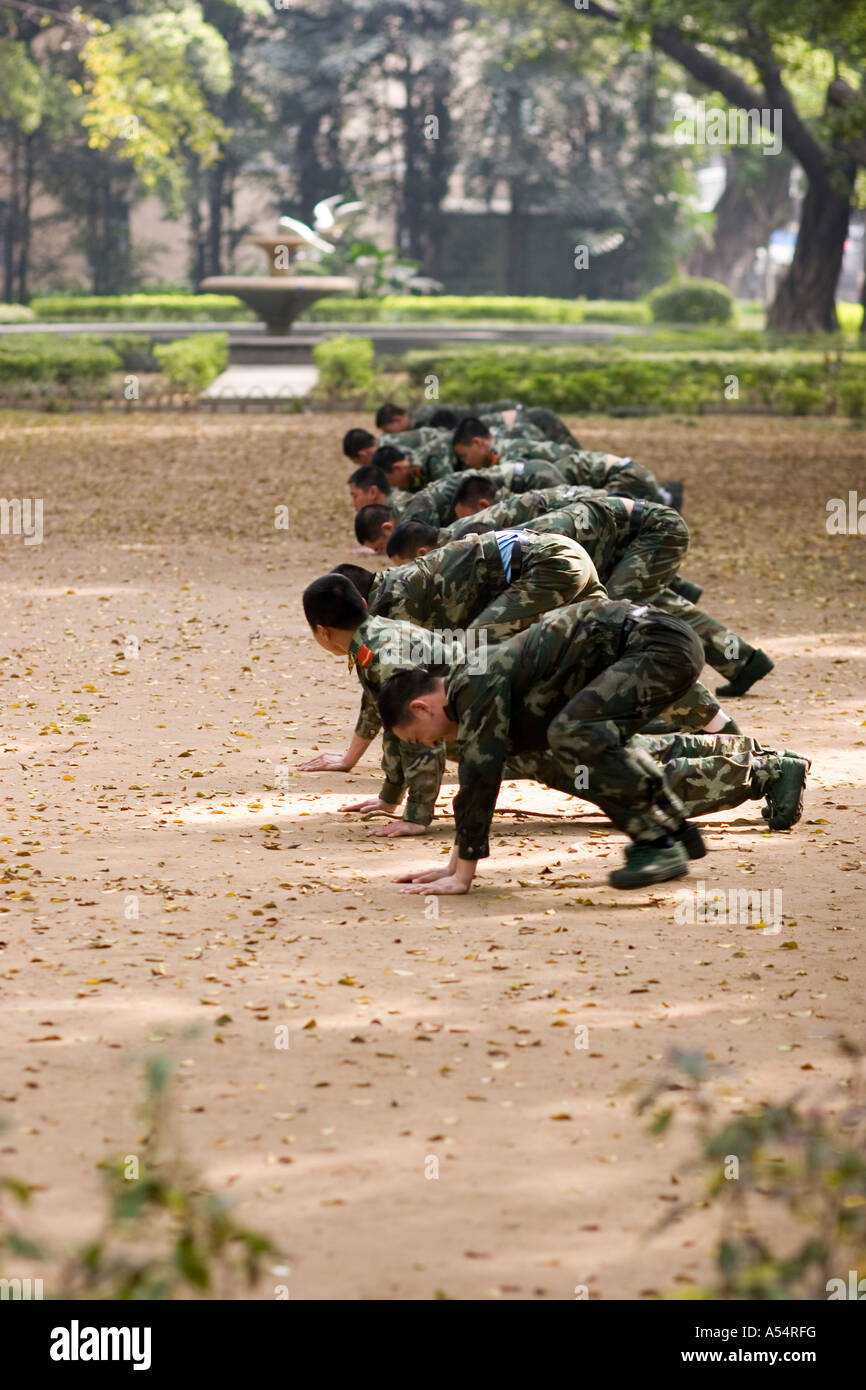 Military training Shamian Island Guangzhou China Stock Photo - Alamy