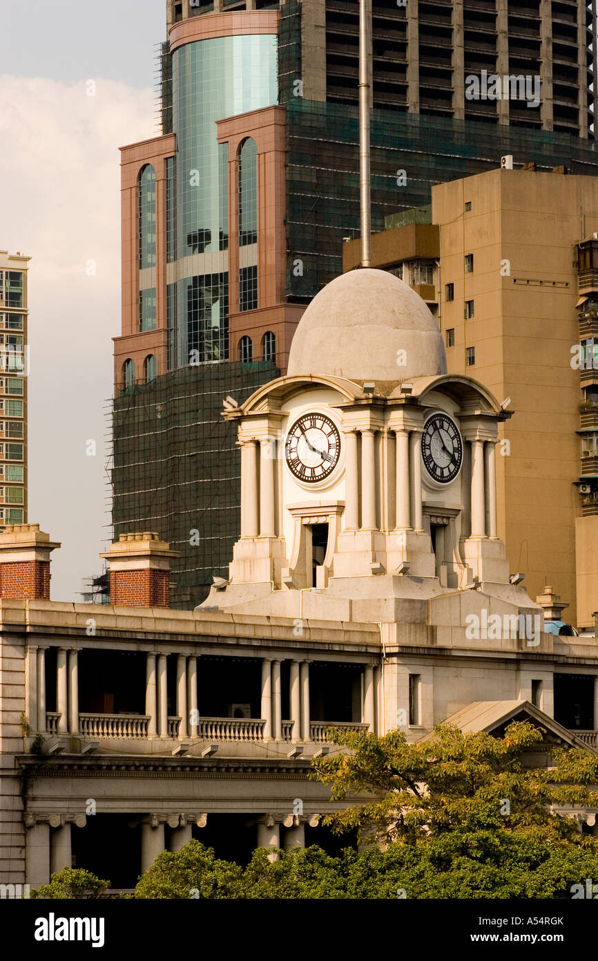 Customs House clock tower and new building in the background Guangzhou ...
