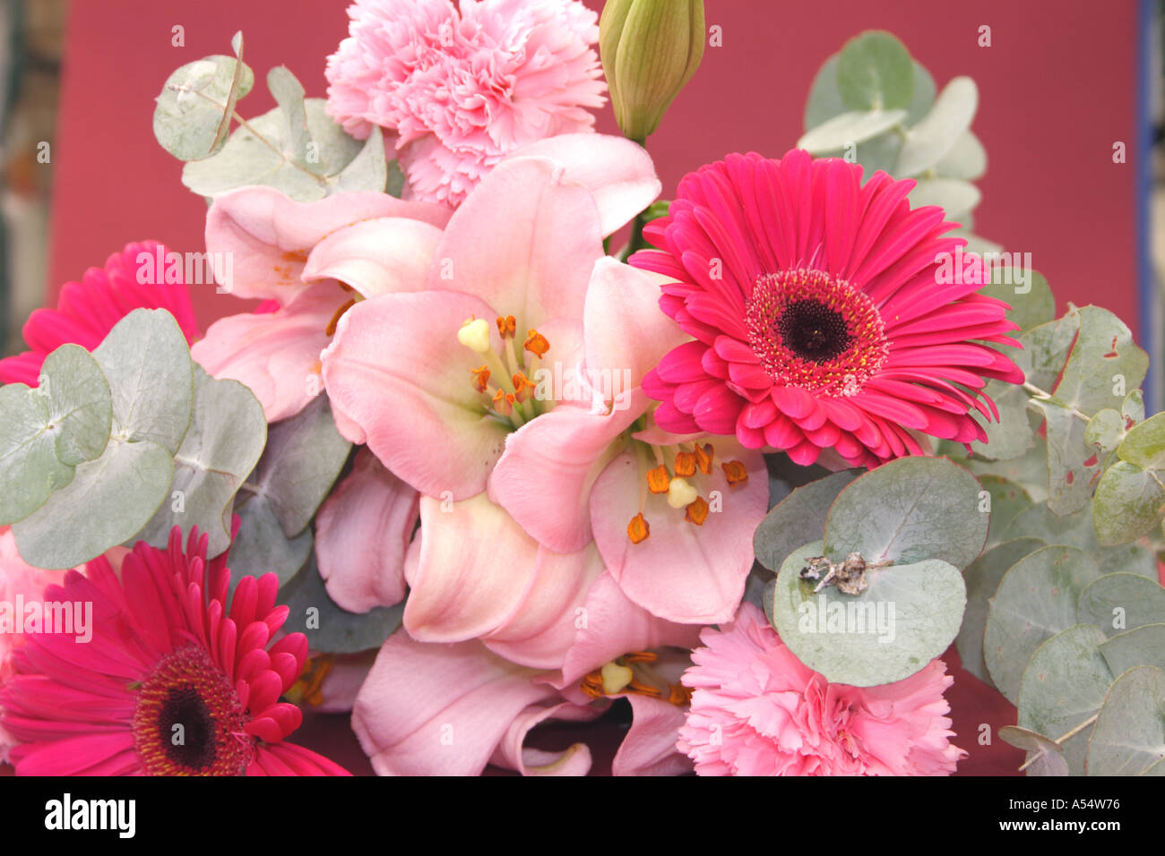 A BUNCH OF LILIUM GERBERA AND CARNATION FLOWERS Stock Photo - Alamy