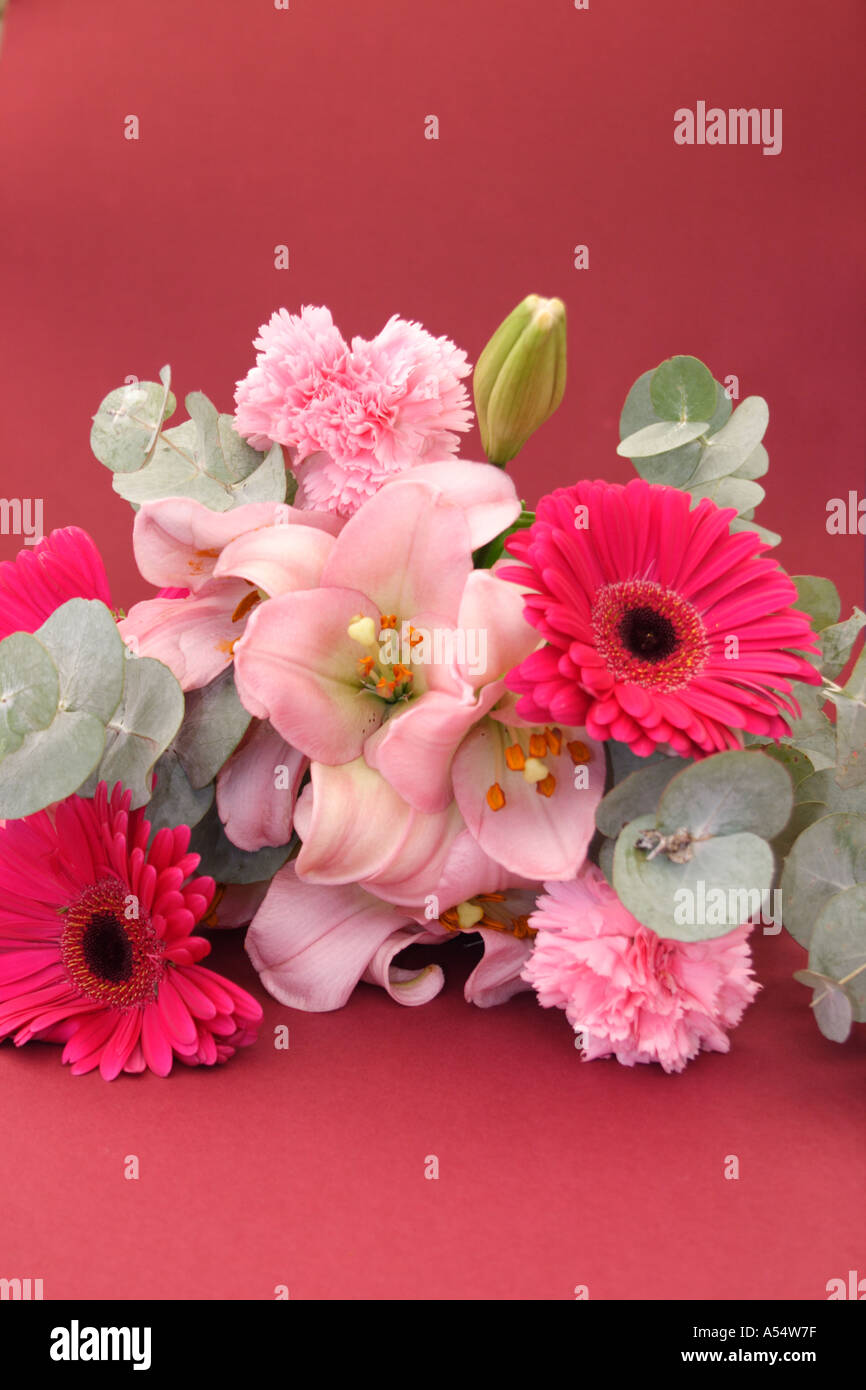 A BUNCH OF LILIUM GERBERA AND CARNATION FLOWERS Stock Photo - Alamy