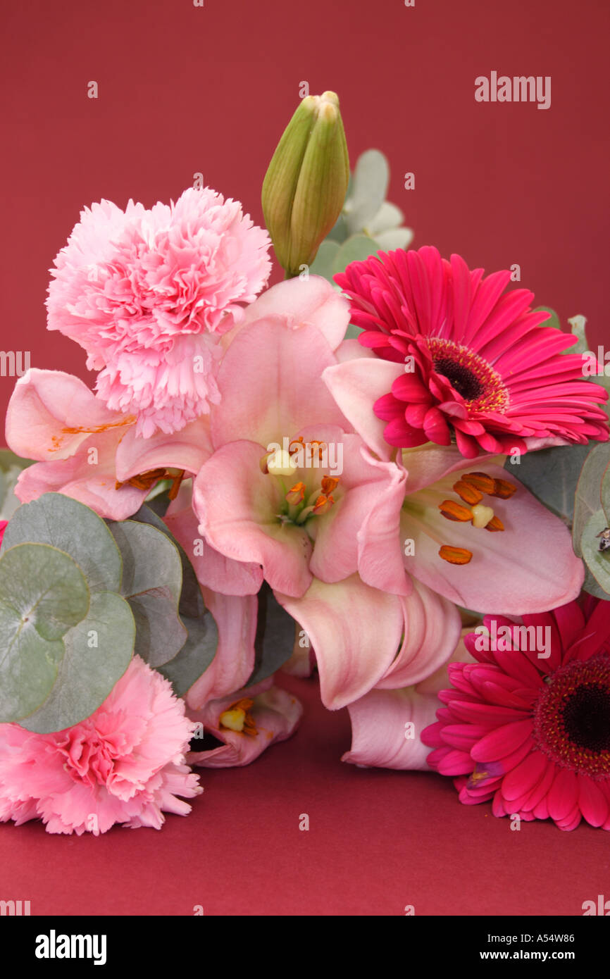 A BUNCH OF LILIUM GERBERA AND CARNATION FLOWERS Stock Photo - Alamy