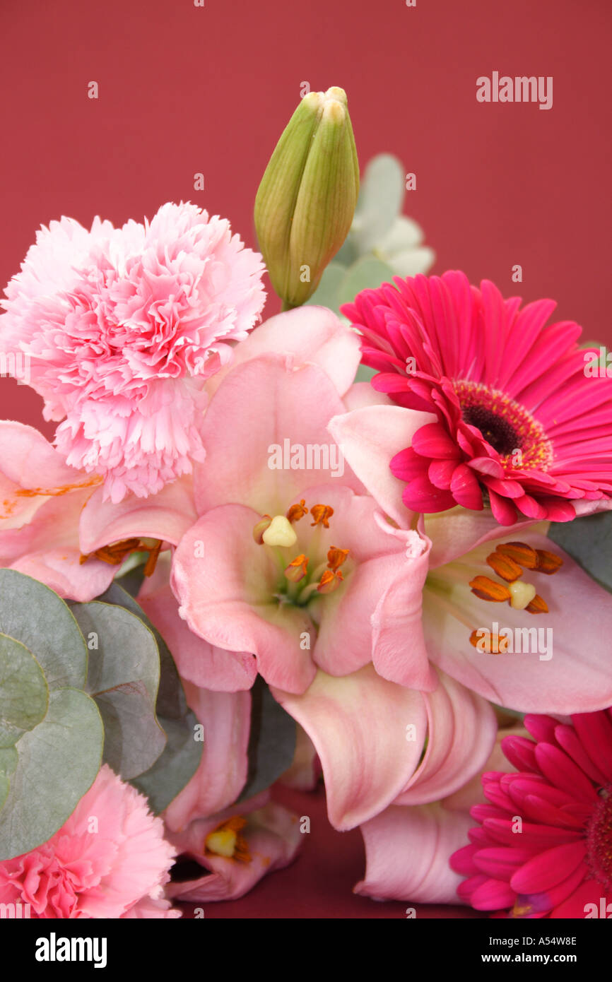 A BUNCH OF LILIUM GERBERA AND CARNATION FLOWERS Stock Photo - Alamy