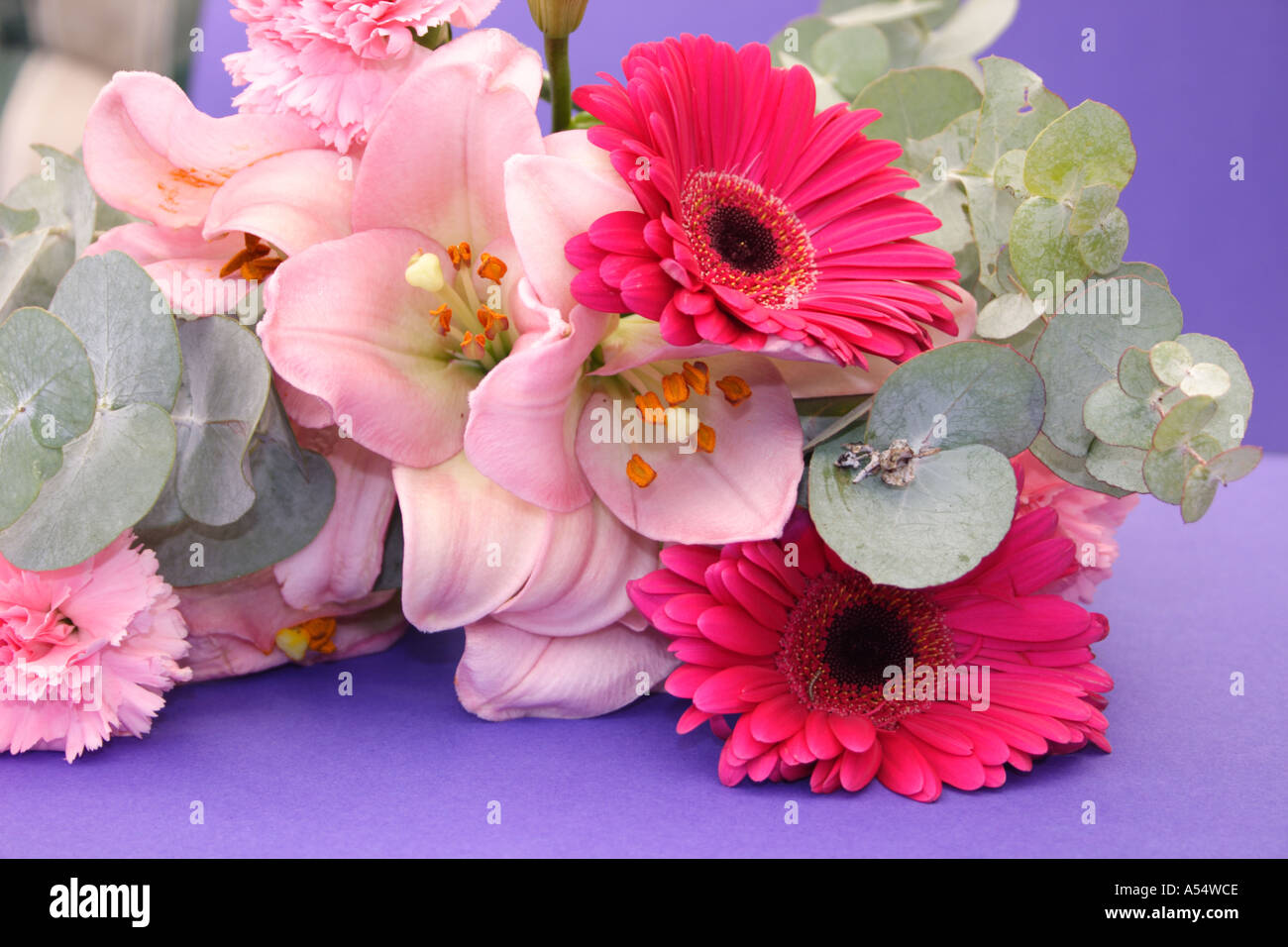 A BUNCH OF LILIUM GERBERA AND CARNATION FLOWERS Stock Photo - Alamy
