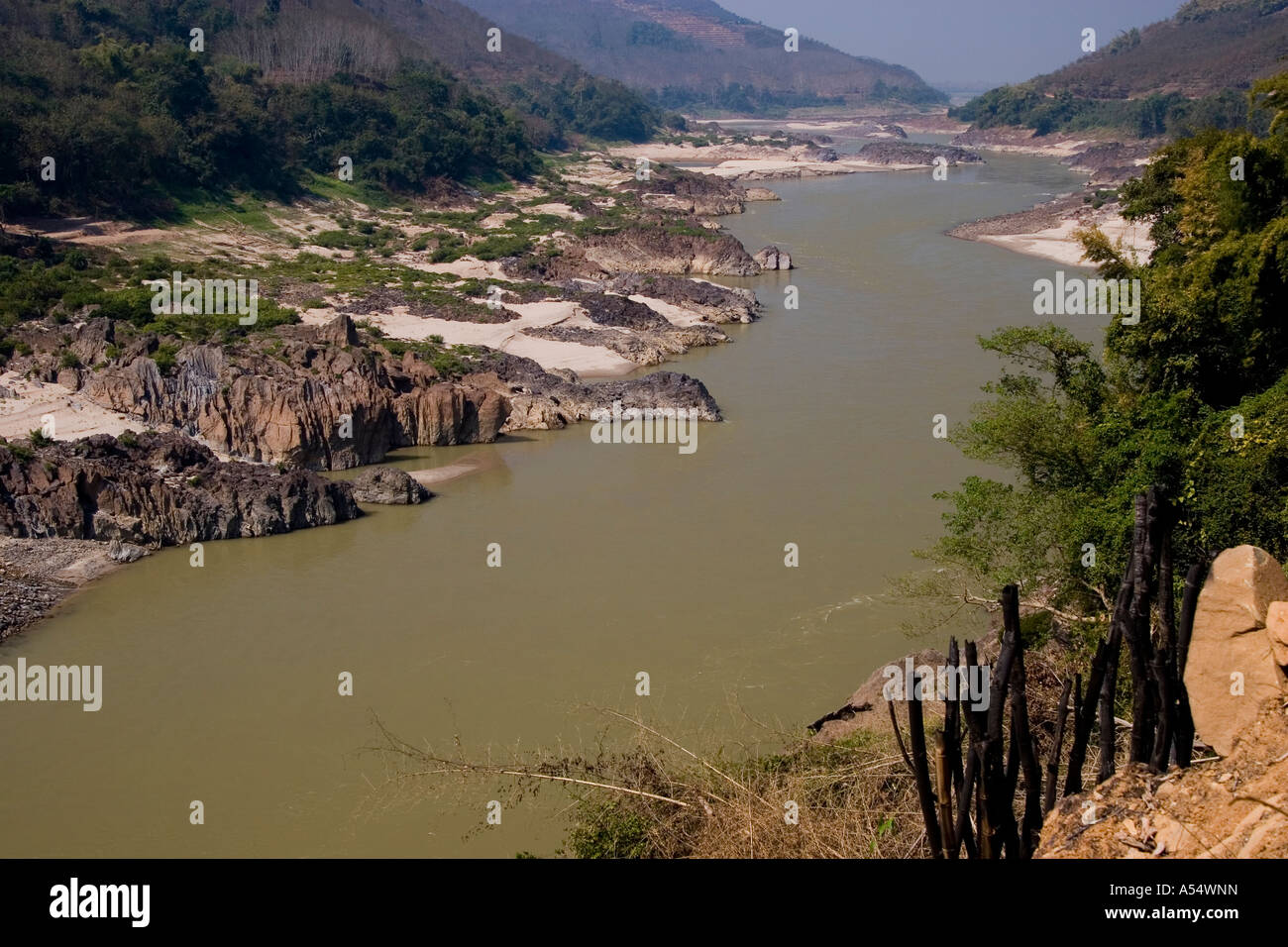 View of the Lancang Mekong River outside of Jinghong China Stock Photo ...