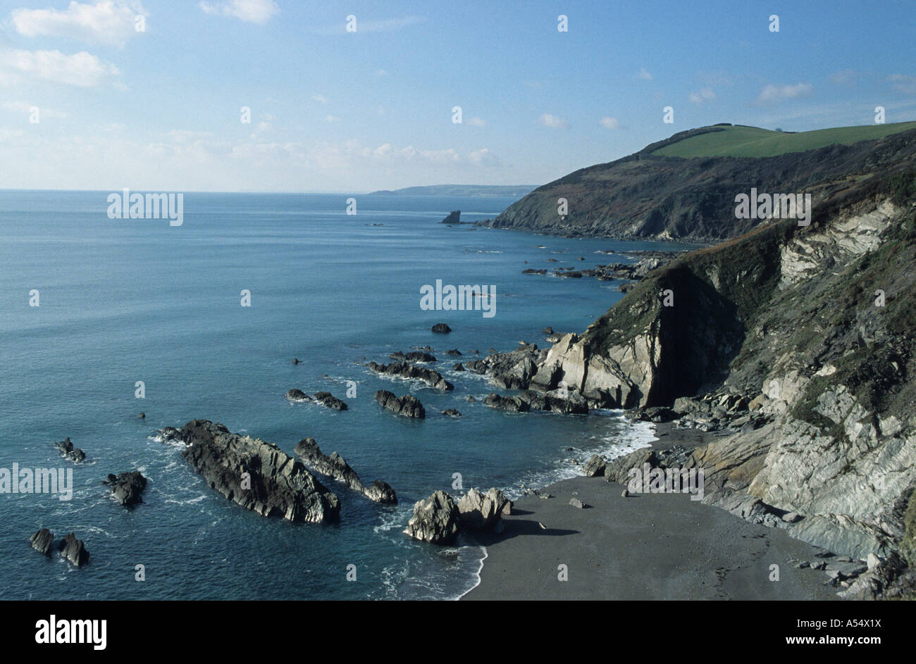 The Cornish coast at the old fishing port of Portwrinkle in Cornwall UK ...