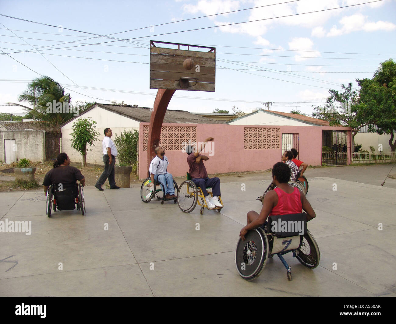 Painet ip2263 nicaragua physically handicapped men playing basketball ...