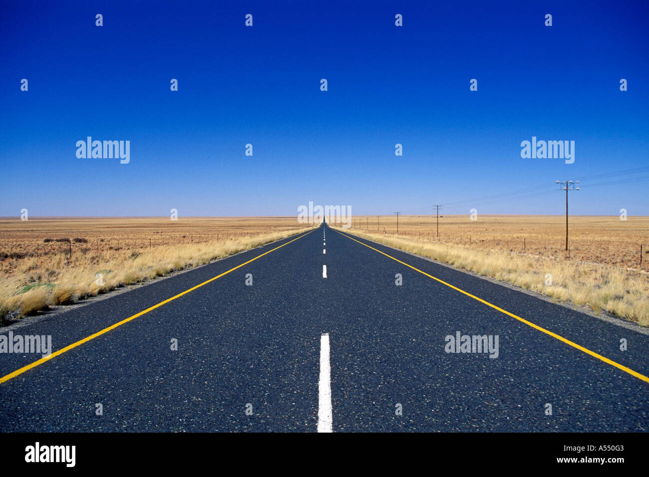 Straight tarroad in Namibia Stock Photo - Alamy