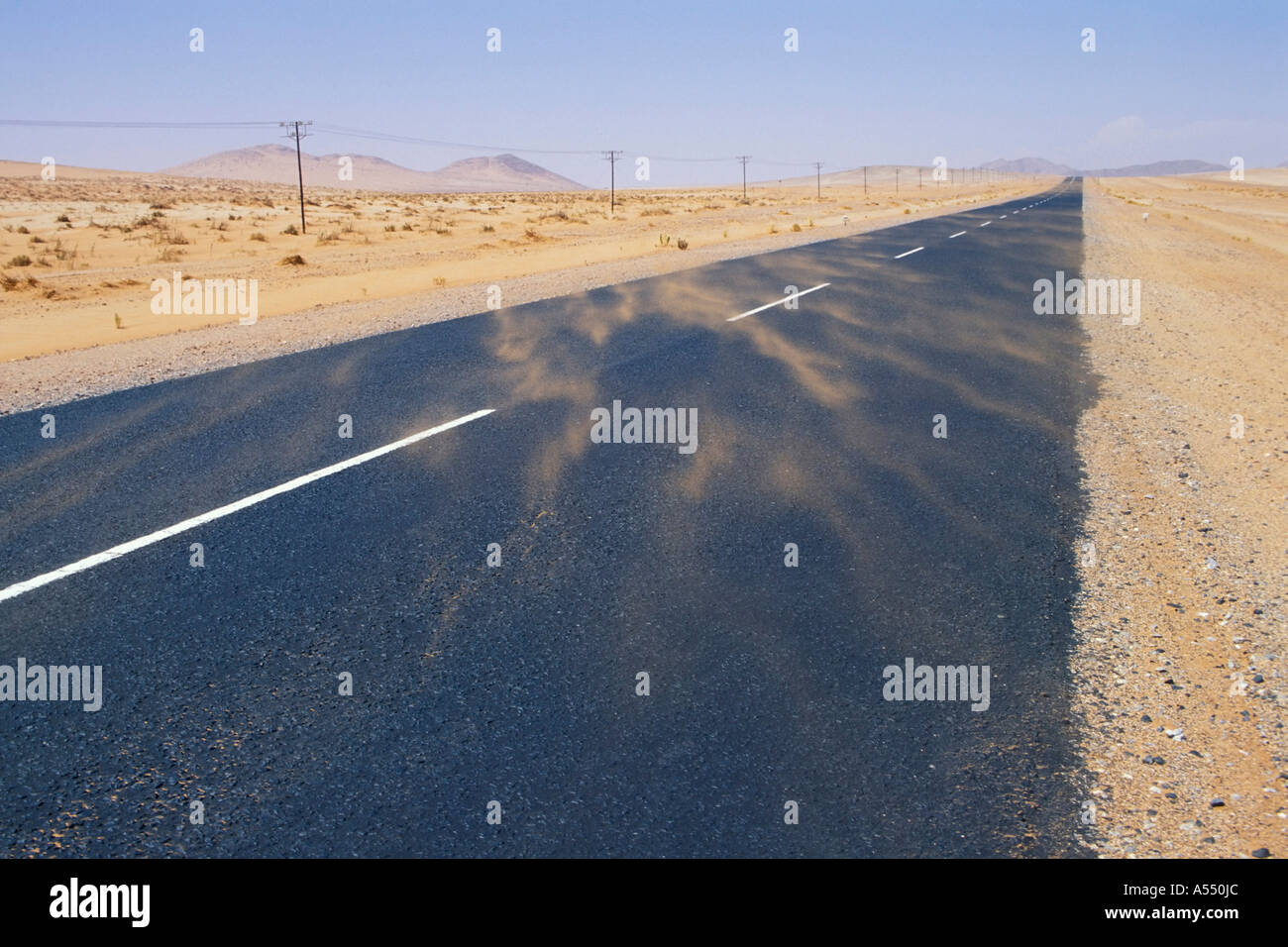 Road in sandstorm Namibia Stock Photo - Alamy