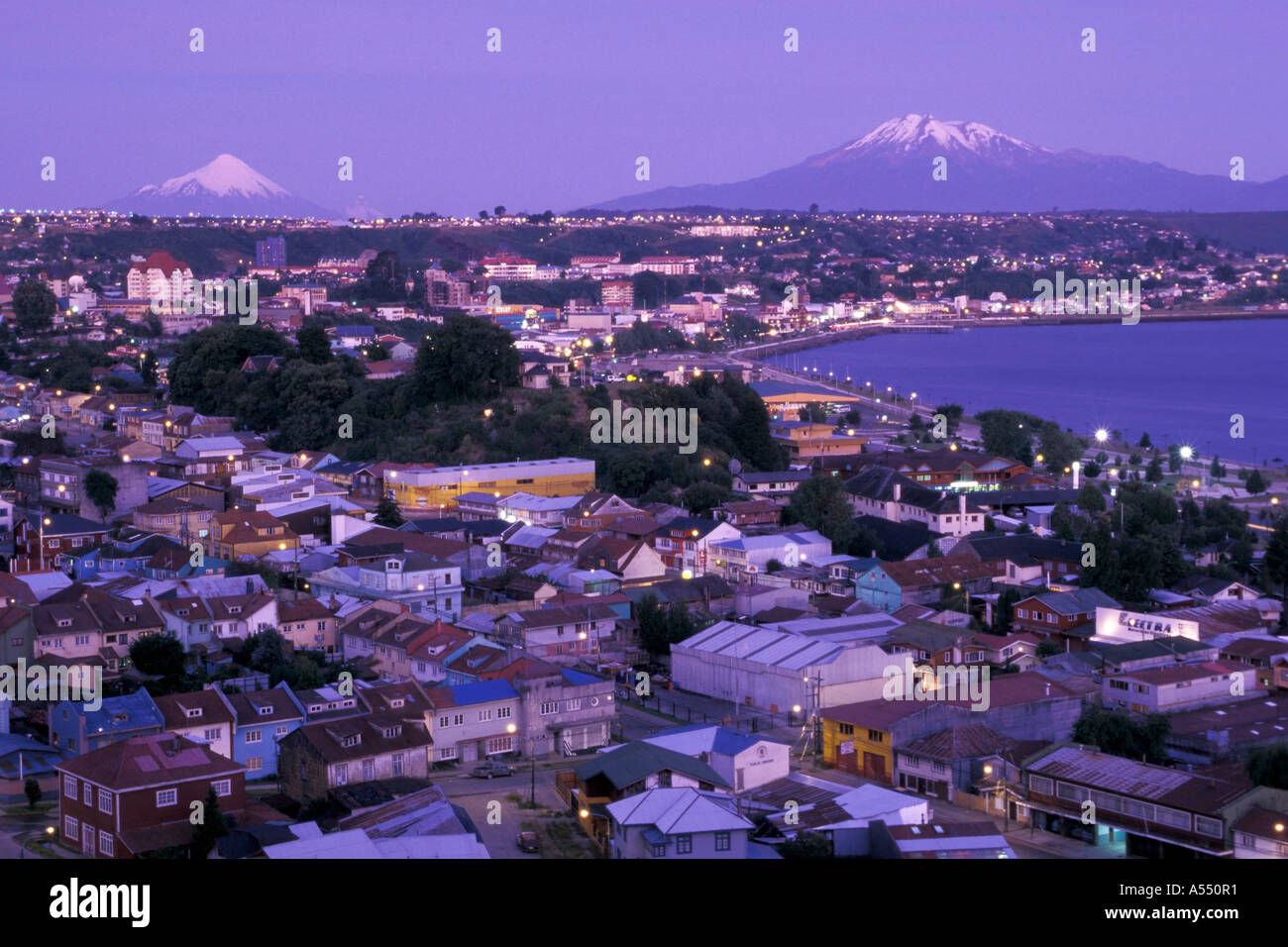 Puerto Montt at sunset Chile Stock Photo - Alamy