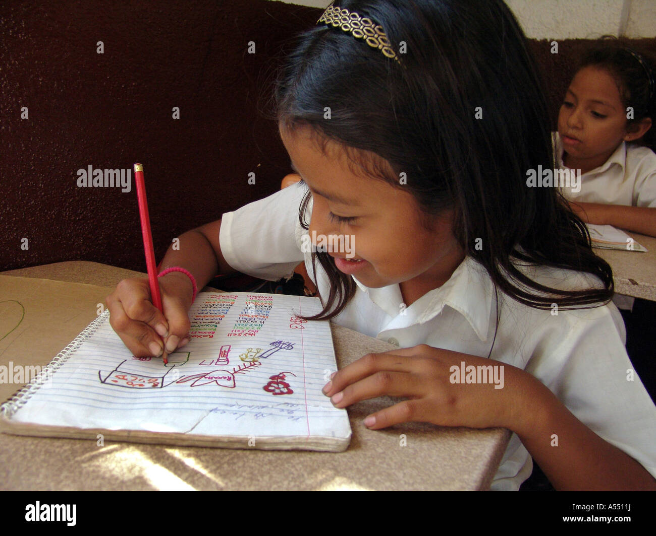 Painet ip2306 girl writing nicaragua primary school managua country ...