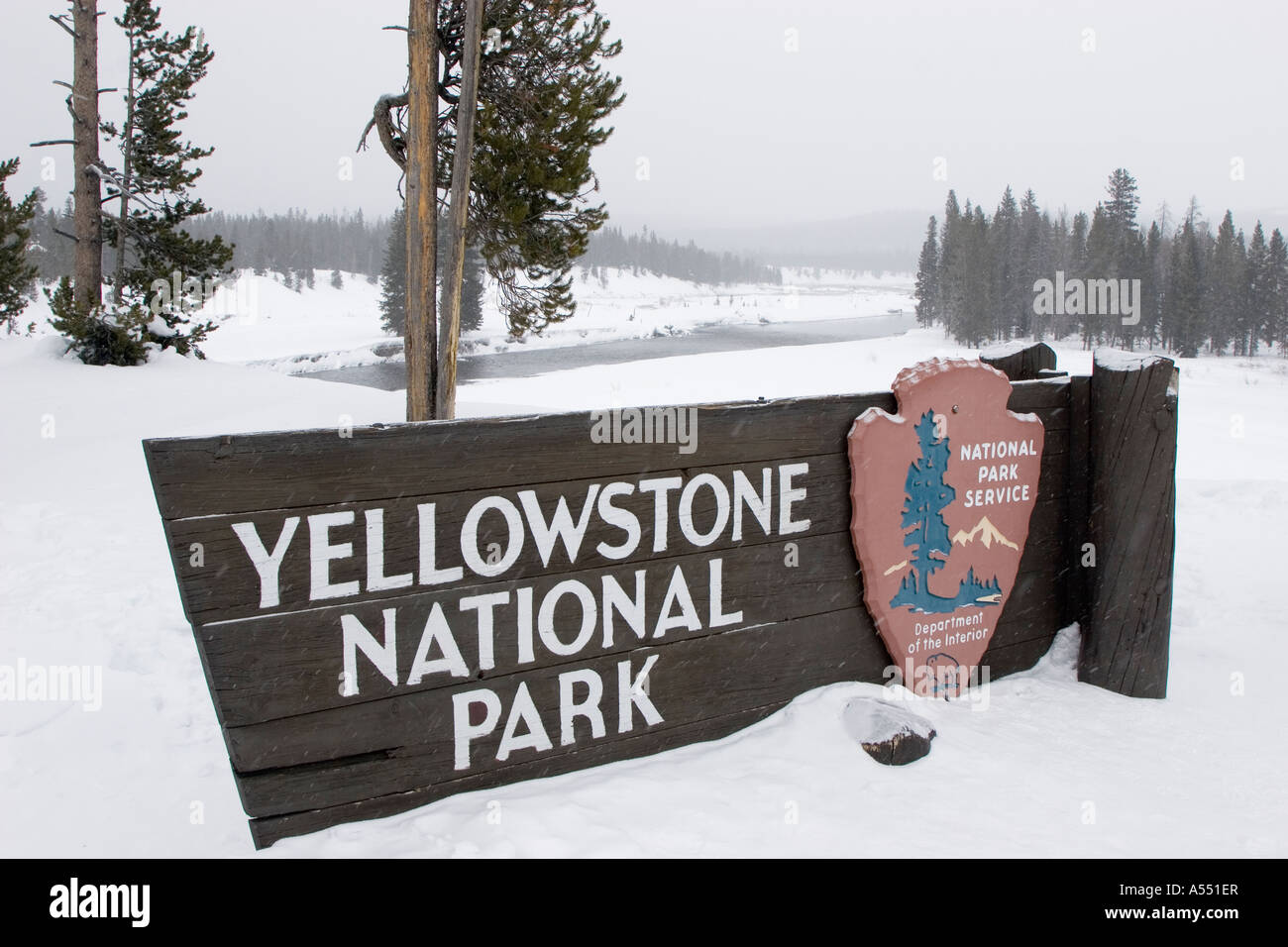 Sign west entrance yellowstone national hi-res stock photography and ...