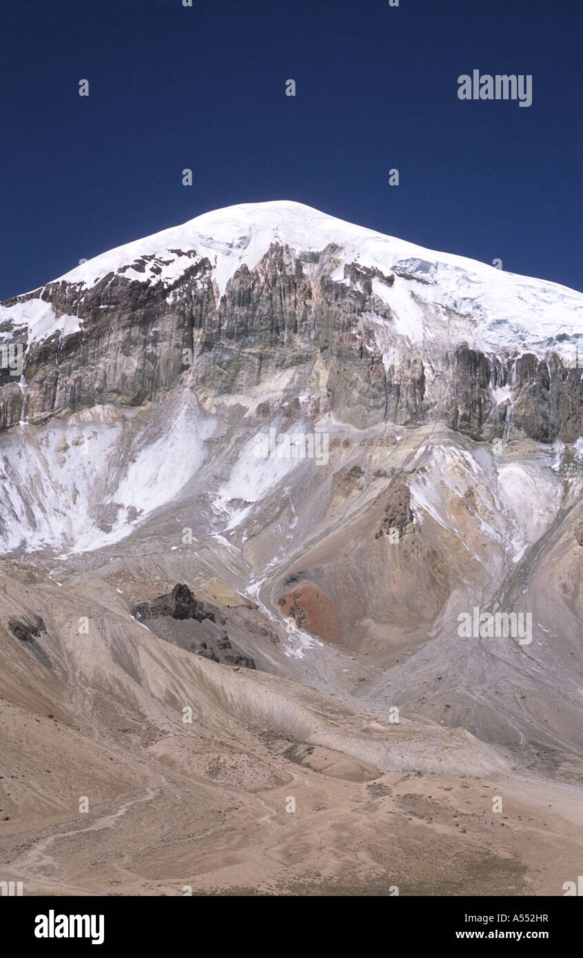 Sajama volcano showing scree slopes below north west face, Sajama ...