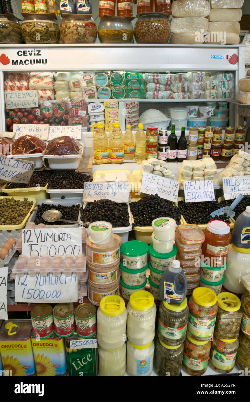 Food stall in the indoor market in Lefkosa Nicosia North Cyprus Stock ...