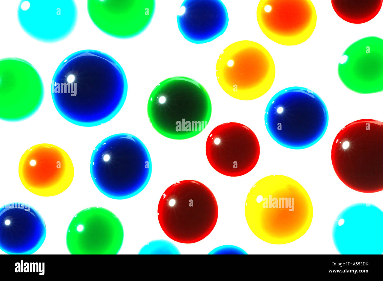 Droplets of coloured water Stock Photo - Alamy