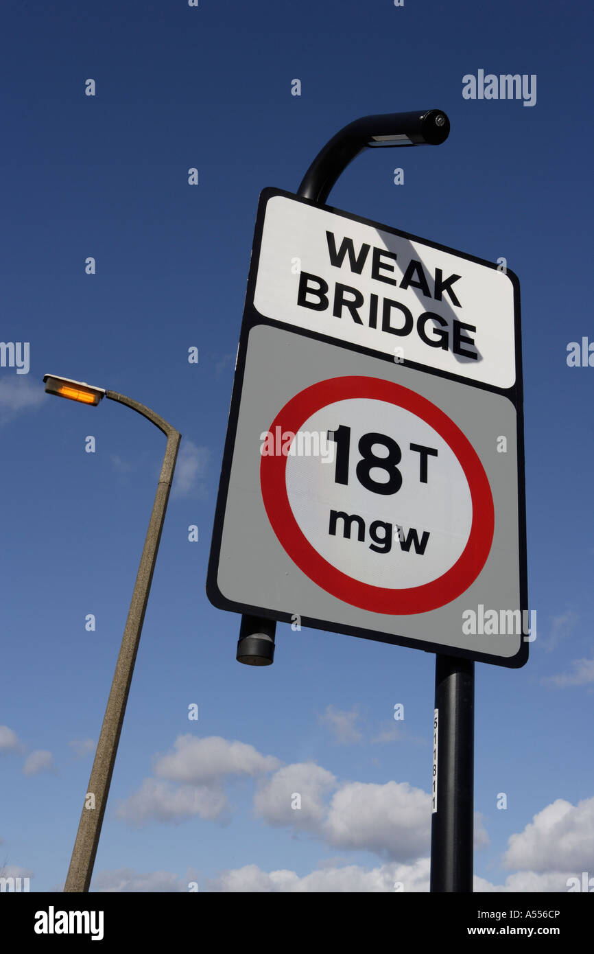 Weak bridge road sign Stock Photo - Alamy