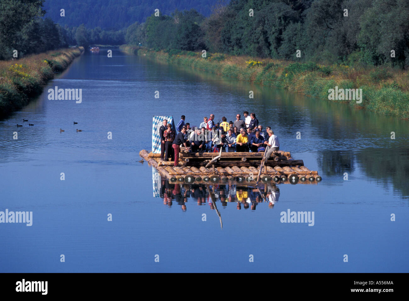 Floating trip rafting trip on river Isar Bavaria Germany Stock Photo ...