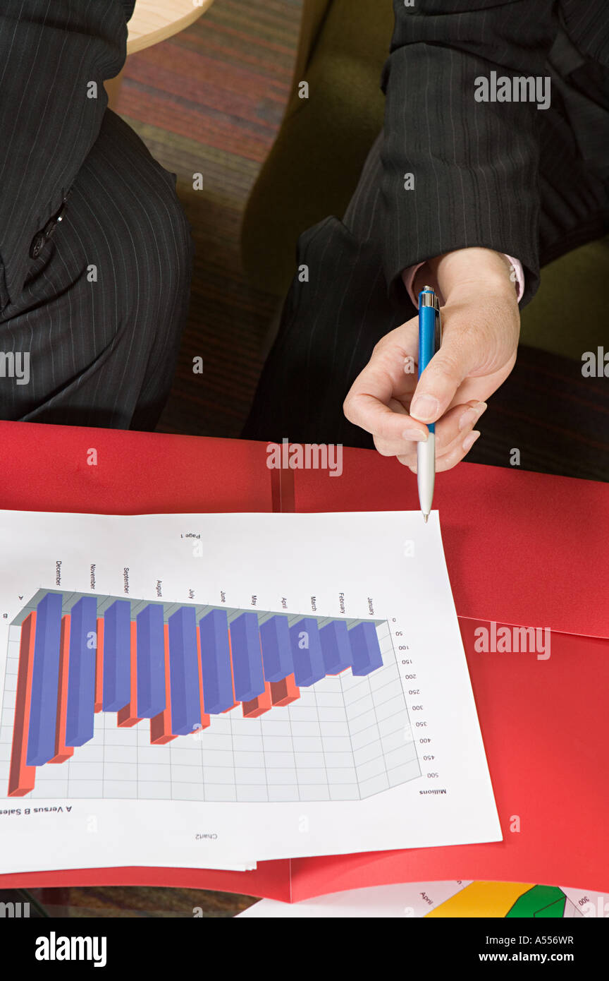 Businesspeople with a bar graph Stock Photo - Alamy