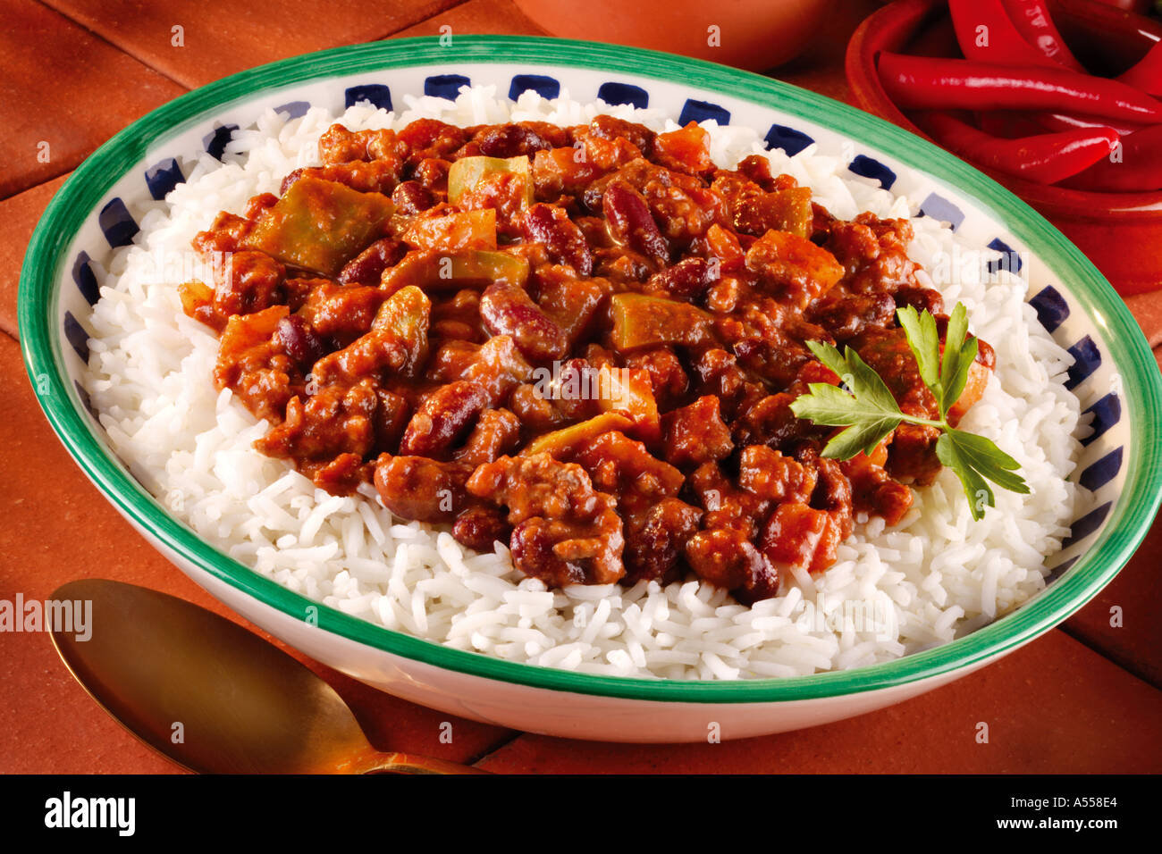 Chilli con carne rice hi-res stock photography and images - Alamy