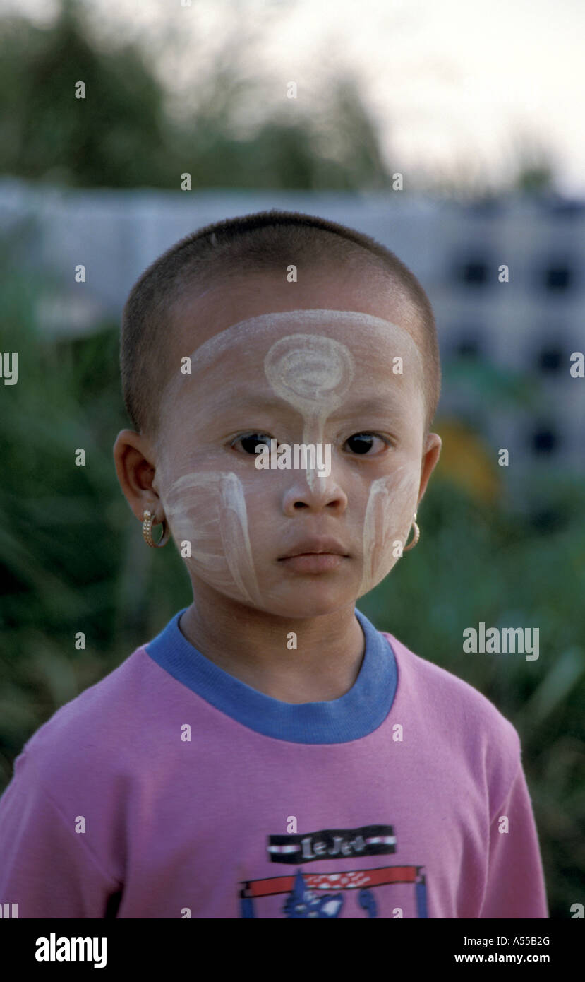 Painet ip2798 9495 boy face painted thailand burmese child mae sot ...