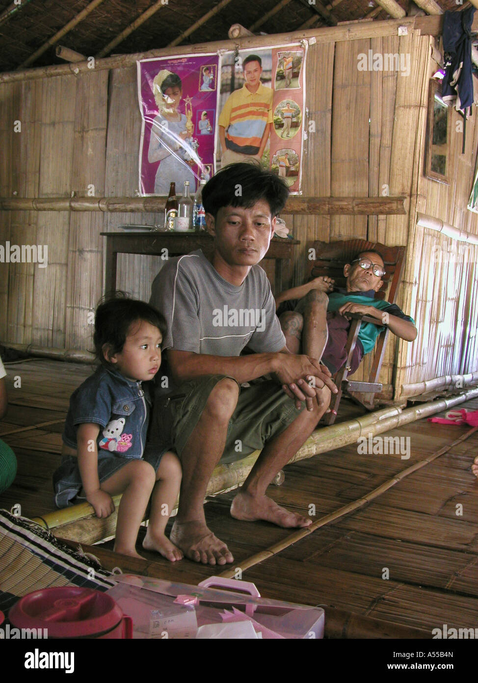 Painet ip2806 9709 man boy child thailand father home burmese refugees ...