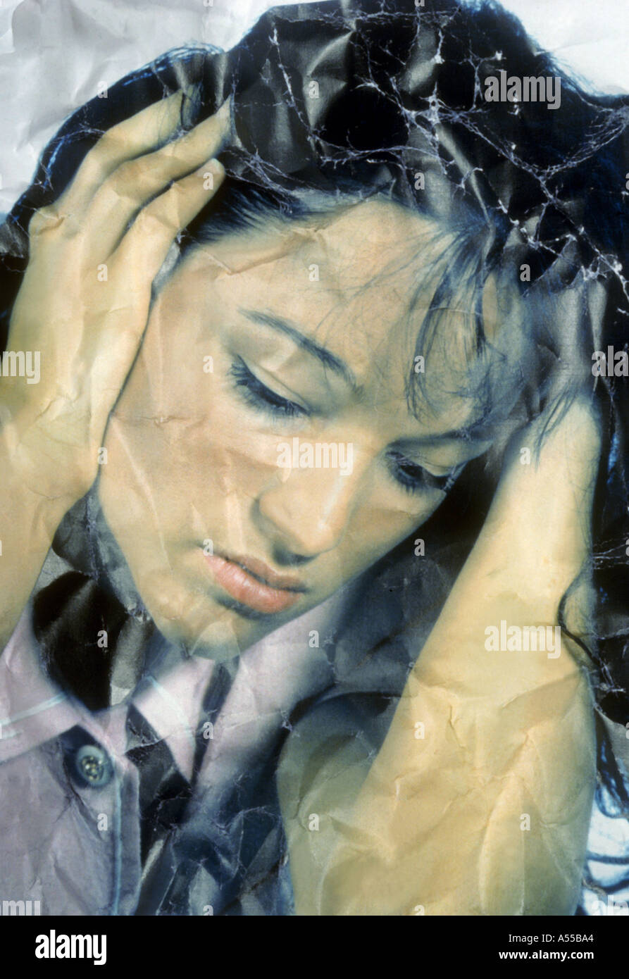 crumpled photograph of a pensive young woman Stock Photo - Alamy