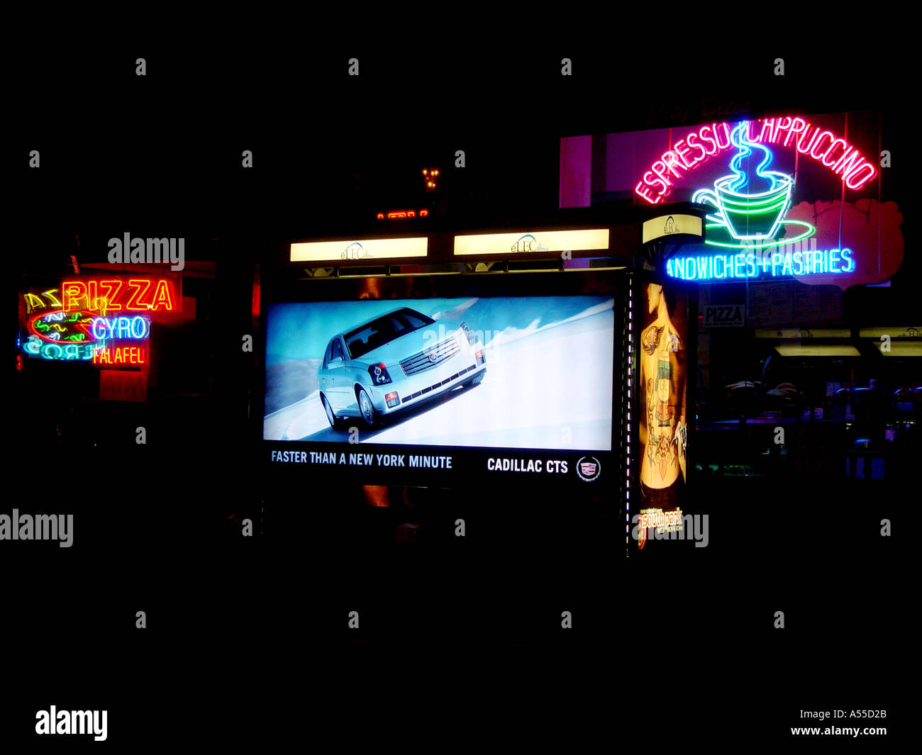 Illuminated billboard signs New York City Stock Photo - Alamy