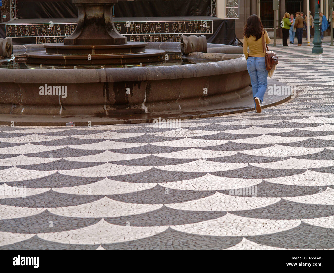 decorated paving, city hall square Stock Photo - Alamy