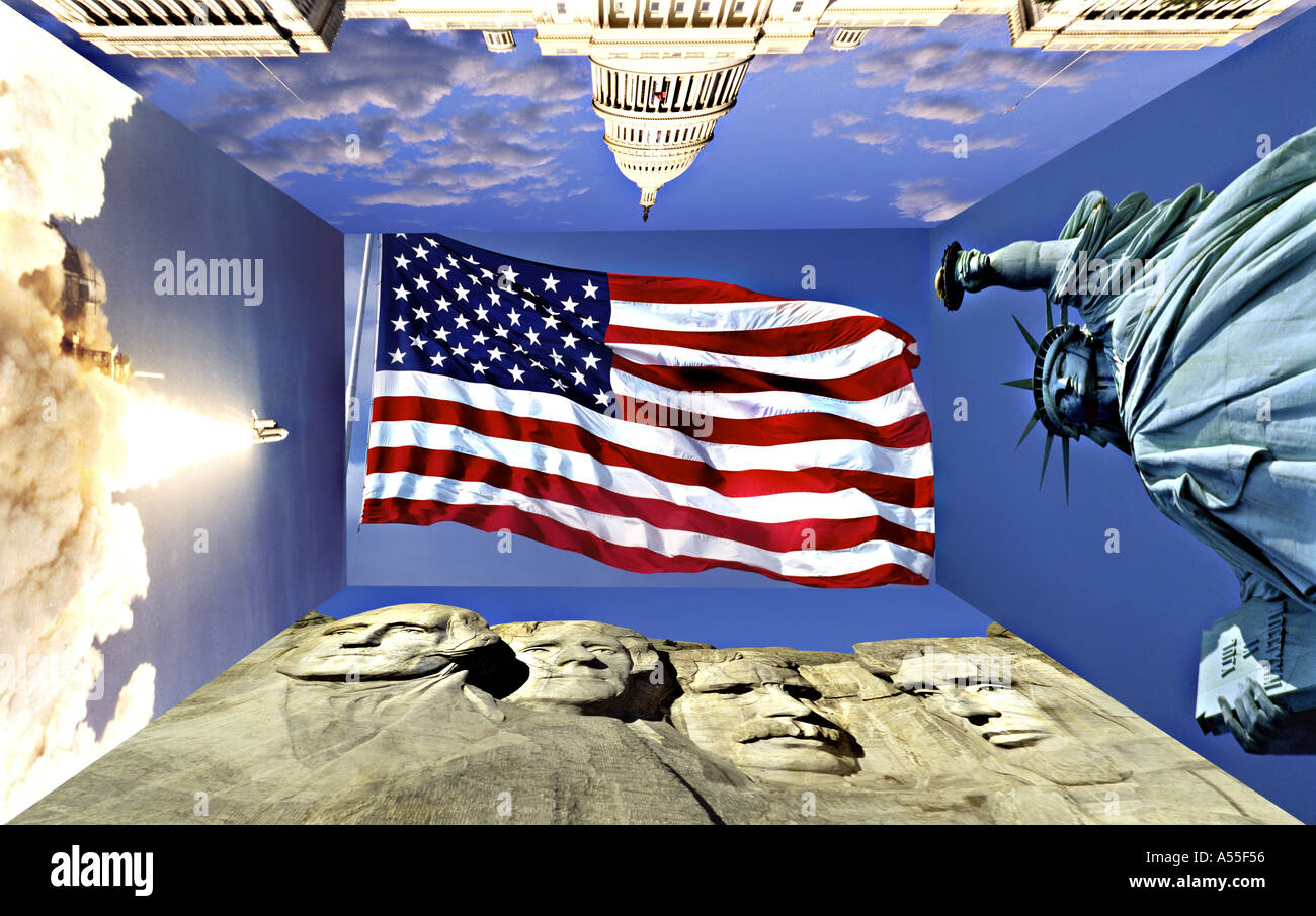 This is four images within the shape of a cube It contains the U S ...