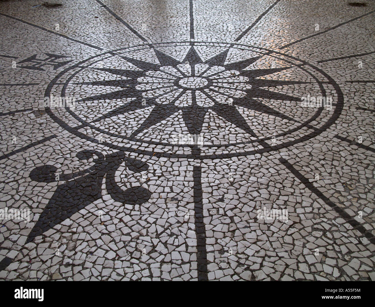 decorated paving, compass, sailor tradition Stock Photo - Alamy