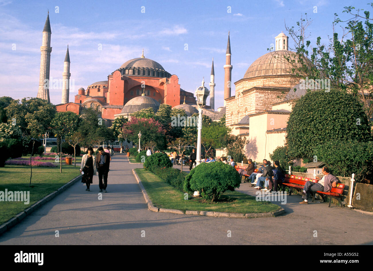 Europe Turkey Istanbul Red Mosque Hagia Sophia Moslem religion ...