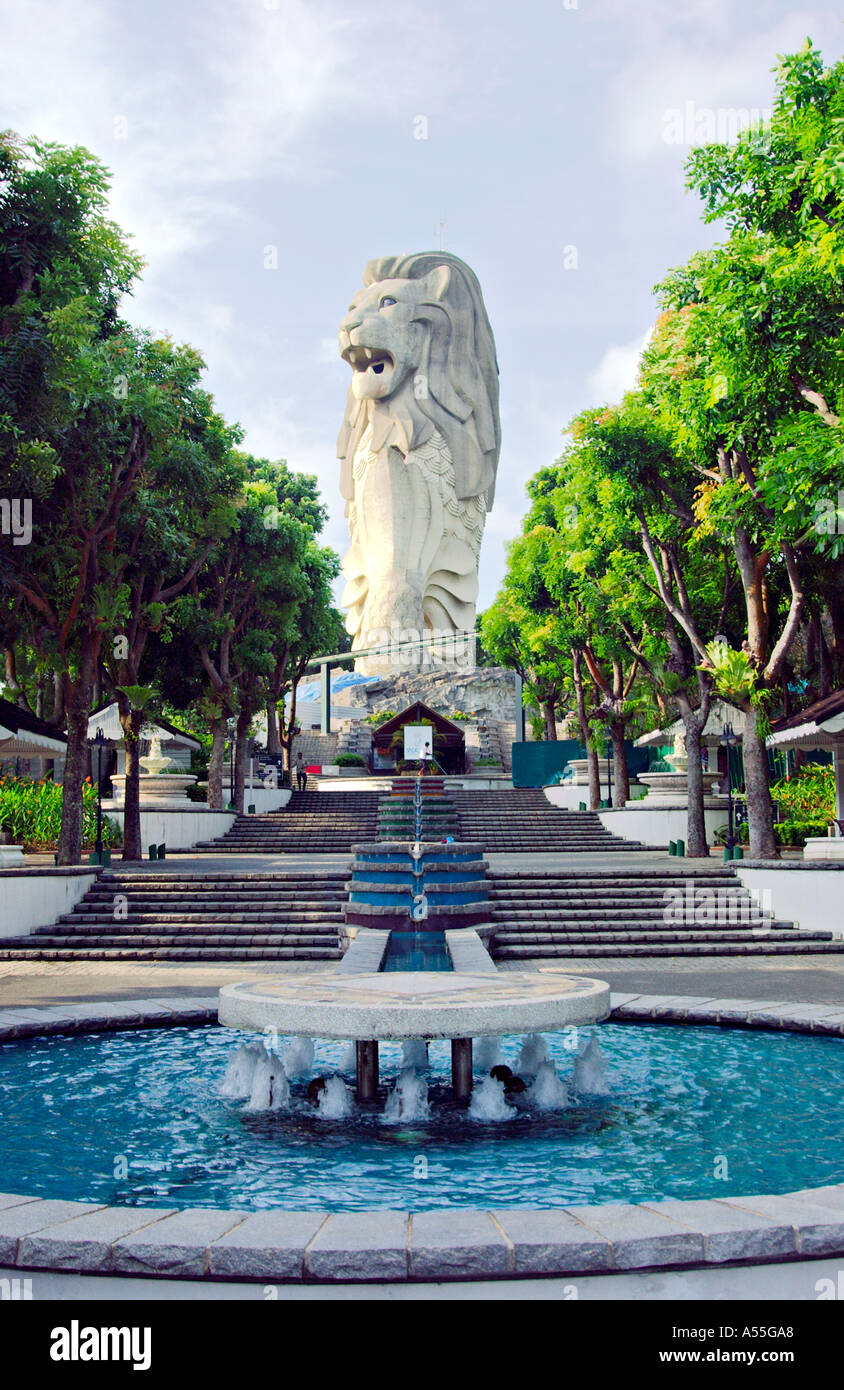 The Merlion and fountains on Sentosa Island Singapore Stock Photo - Alamy