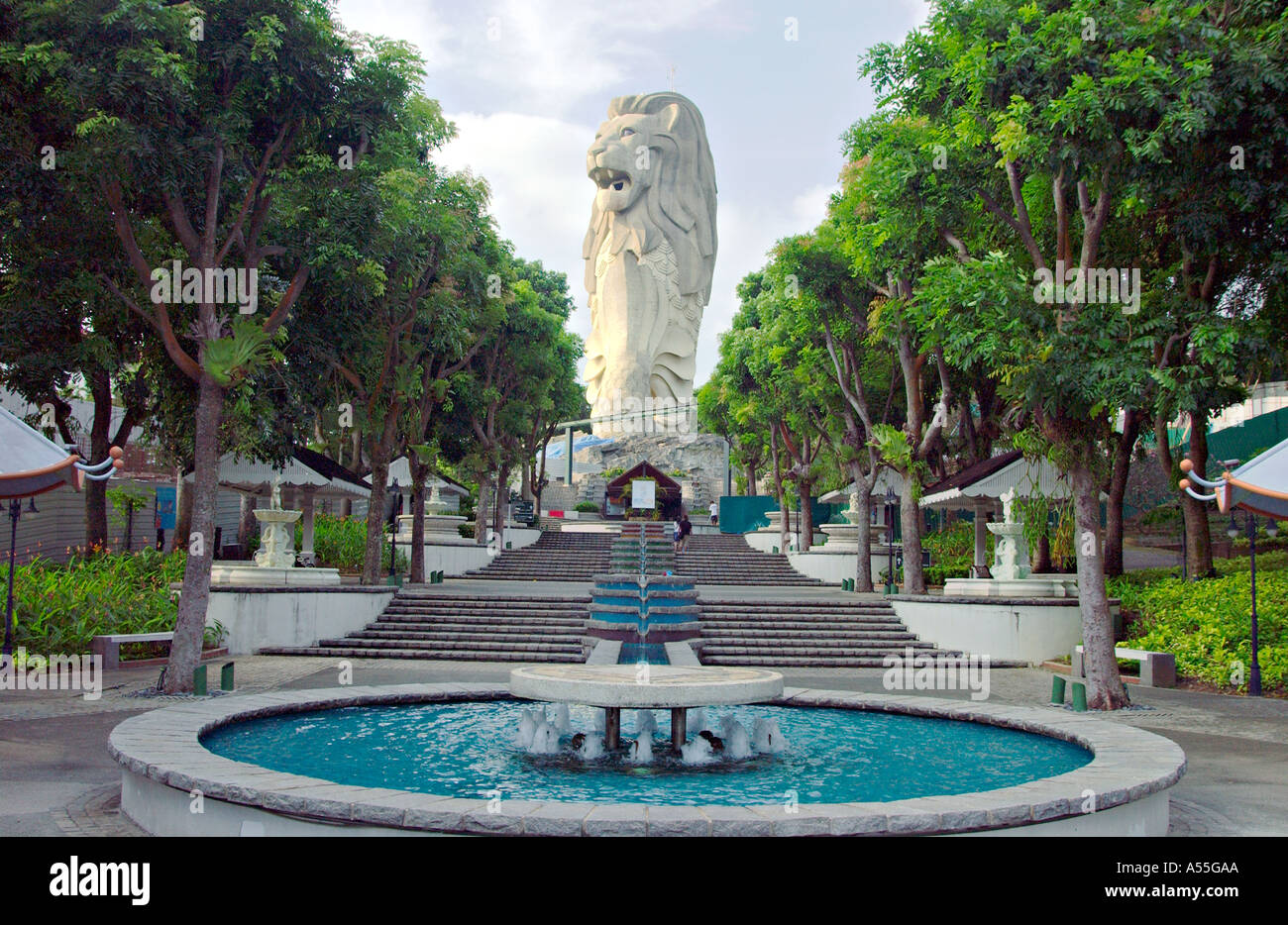The Merlion and fountains on Sentosa Island Singapore Stock Photo - Alamy