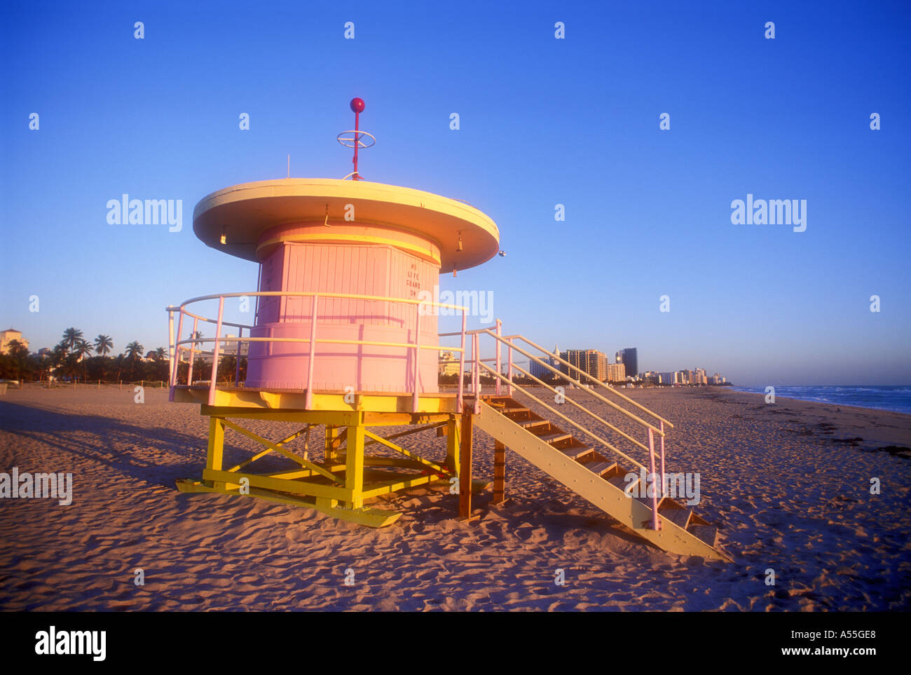 Lifeguard tower on South Beach in Miami Beach Florida USA Stock Photo ...