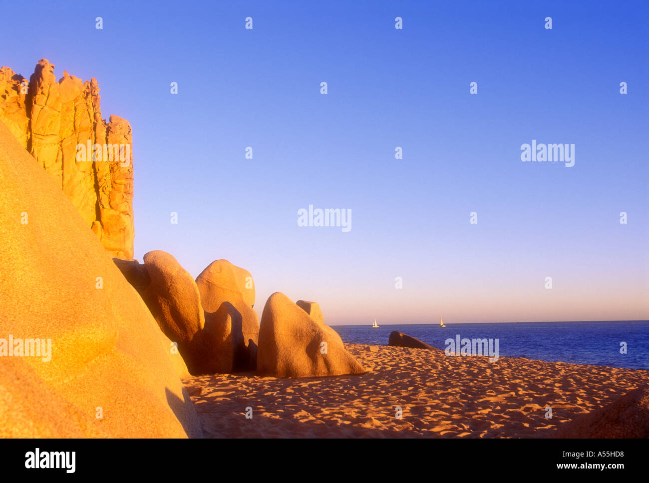 Large granite rocks and boulders on beach in Cabo san Lucas Baja Mexico ...