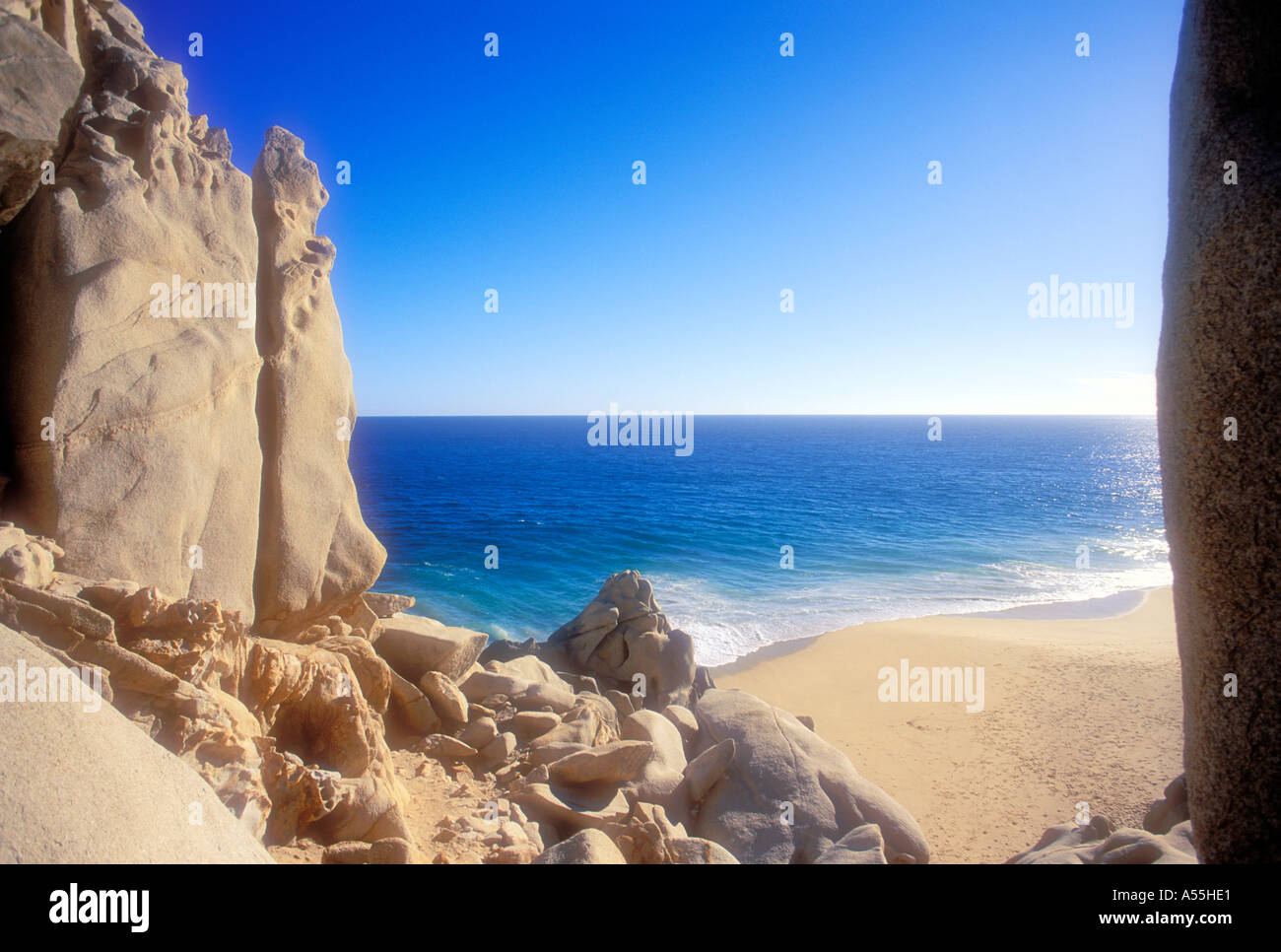 Large granite rocks and boulders on beach in Cabo san Lucas Baja Mexico ...