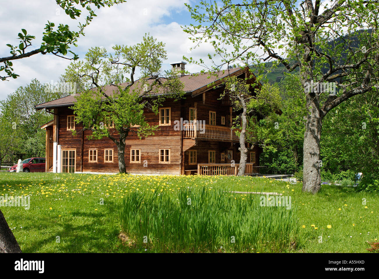 Old farm house near church of Kitzbühel Tyrol Austria Stock Photo - Alamy