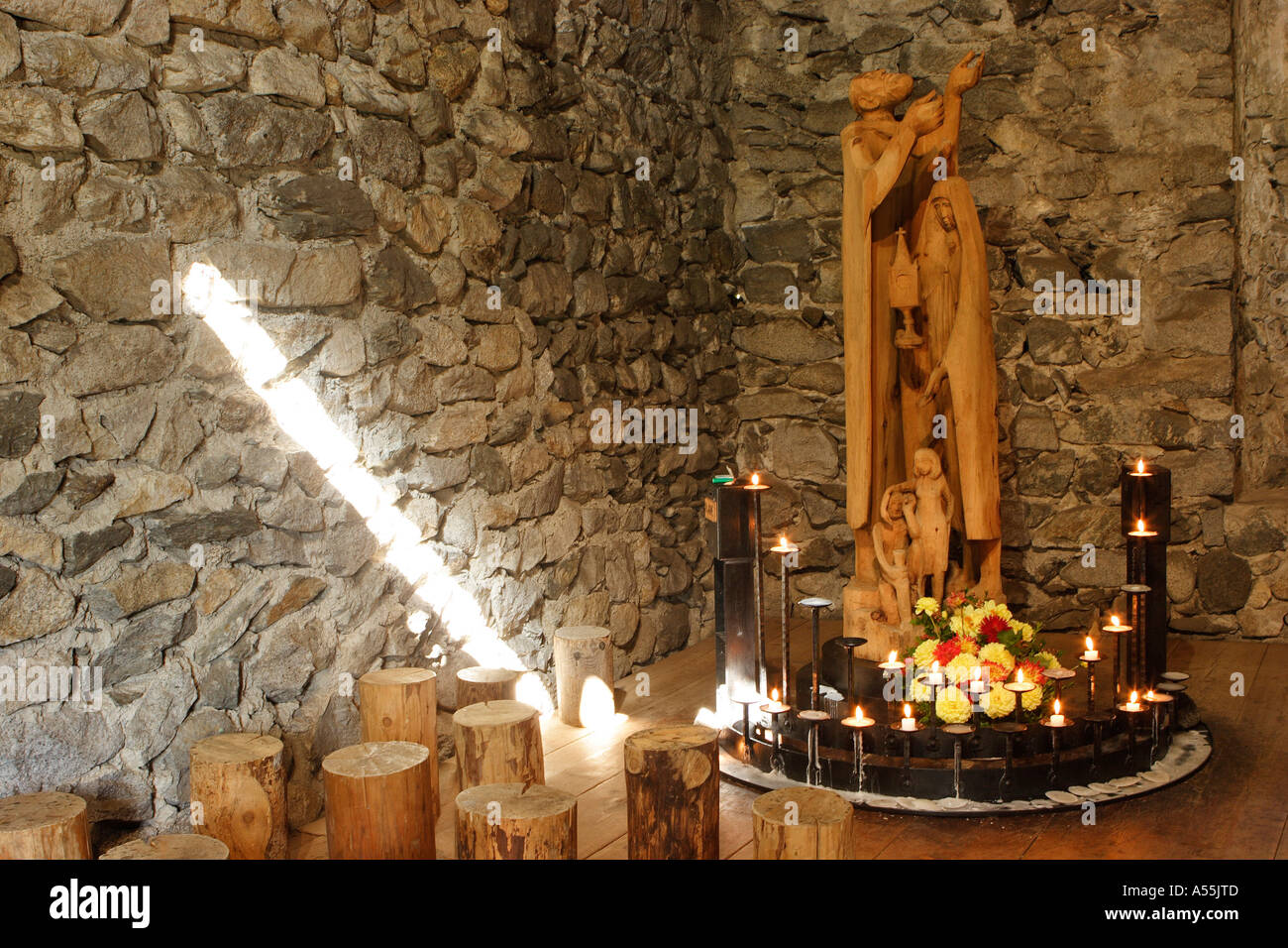 Rebuilt chapel part of the hiking trail with religious sculptures ...