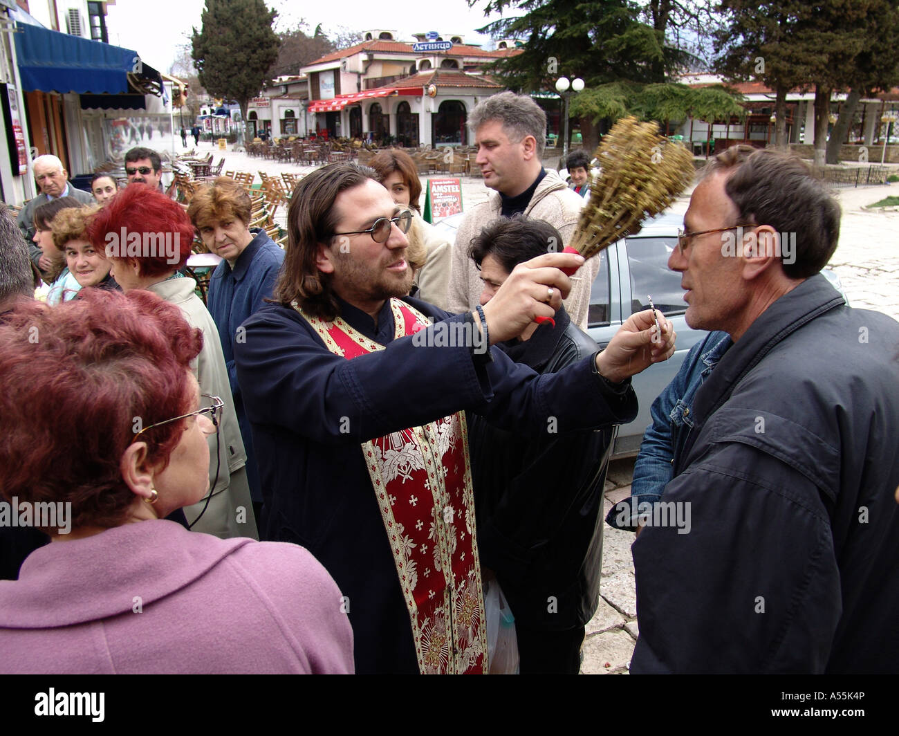 Painet is1335 macedonia yugoslav republic fyrm orthodox priest giving ...