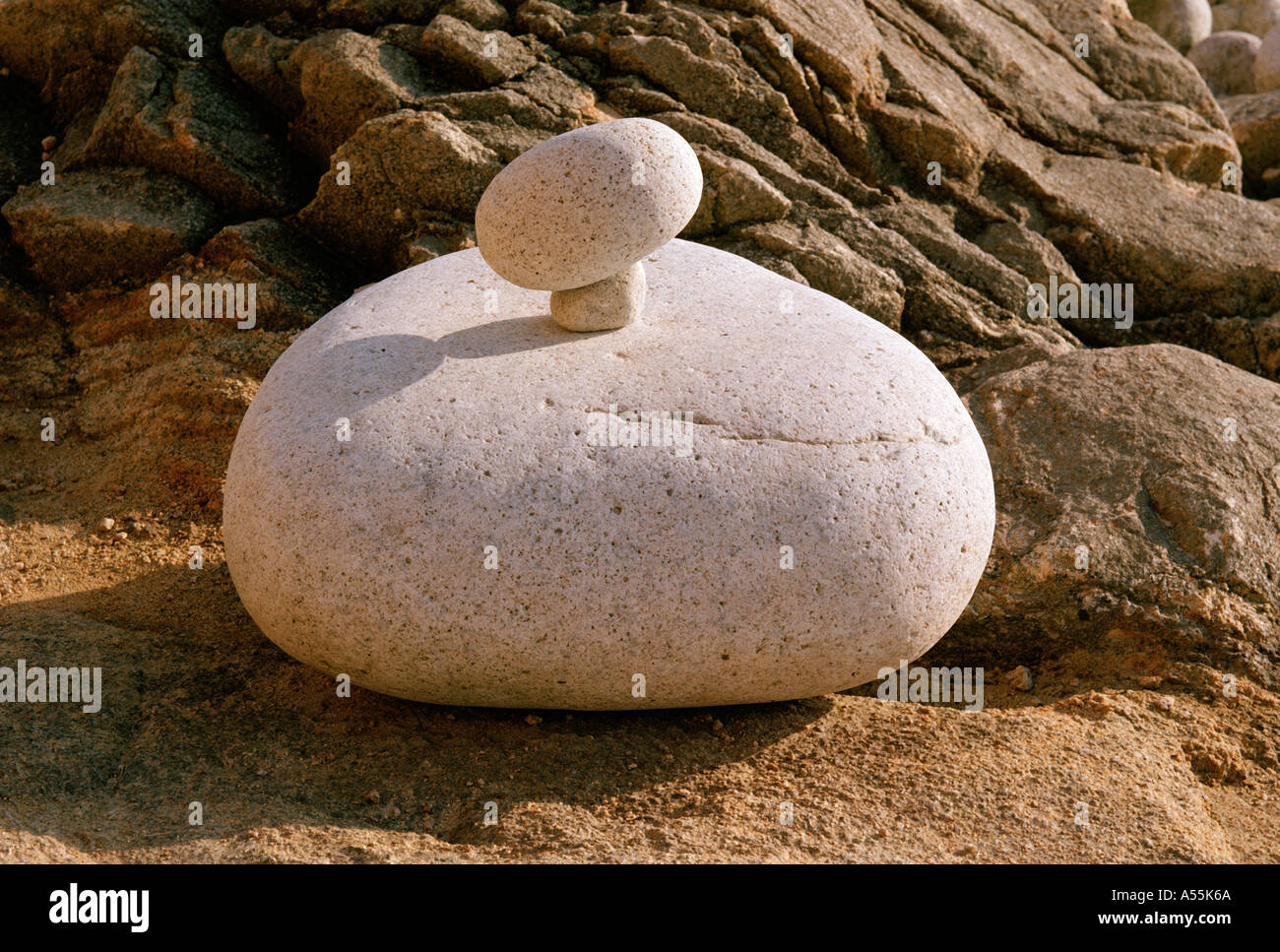 Stone as sculpture on St Just beach Stock Photo - Alamy
