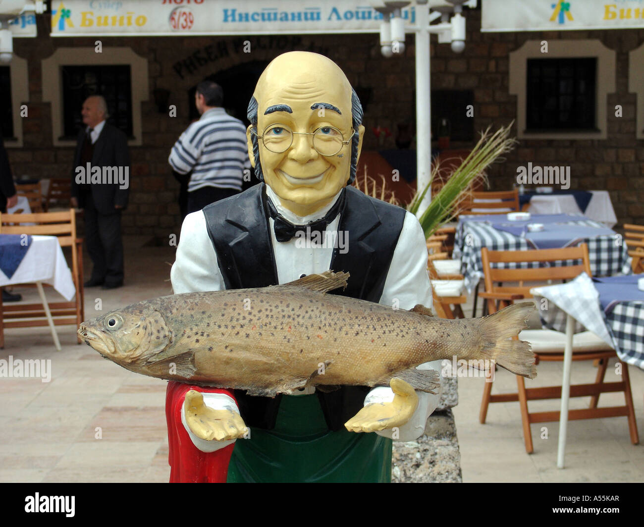 Painet is1361 macedonia yugoslav republic fyrm fish restaurant town ...