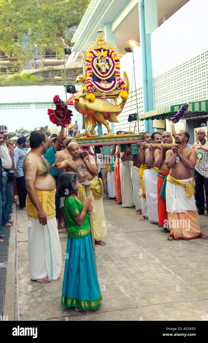 The Hindu god Lord Muruga procession around the precints of the Sri ...