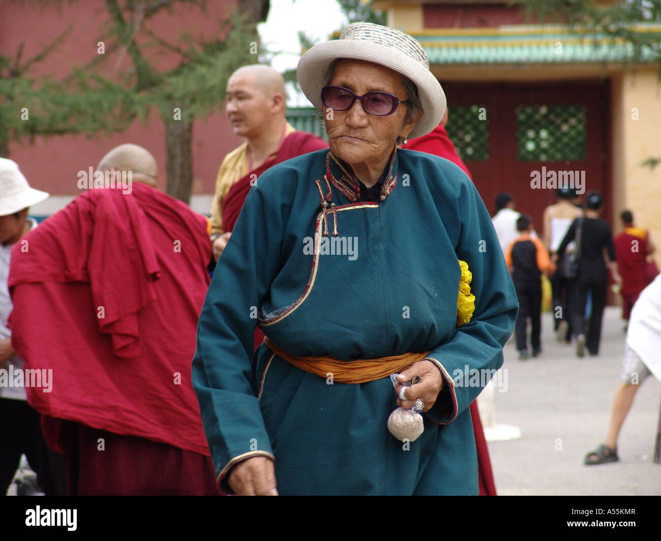 Painet is1408 mongolia old woman visiting gandan monastery ulaan baatur ...
